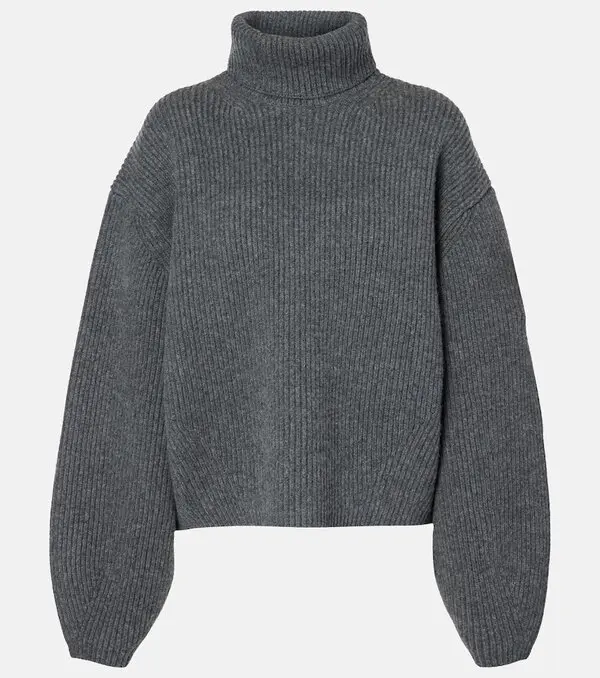 TOTEME Ribbed-knit Wool-blend Turtleneck Sweater - Grey
