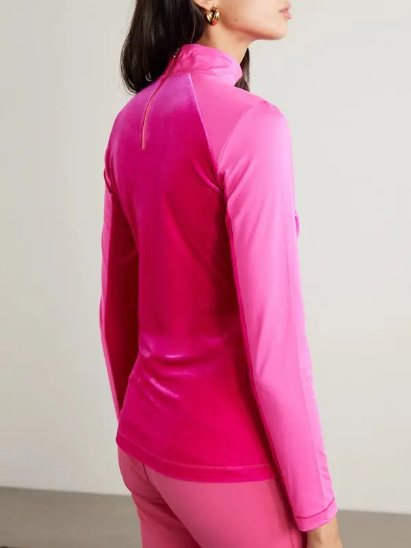 Bogner Milu Stretch-velour And Shell Turtleneck Top