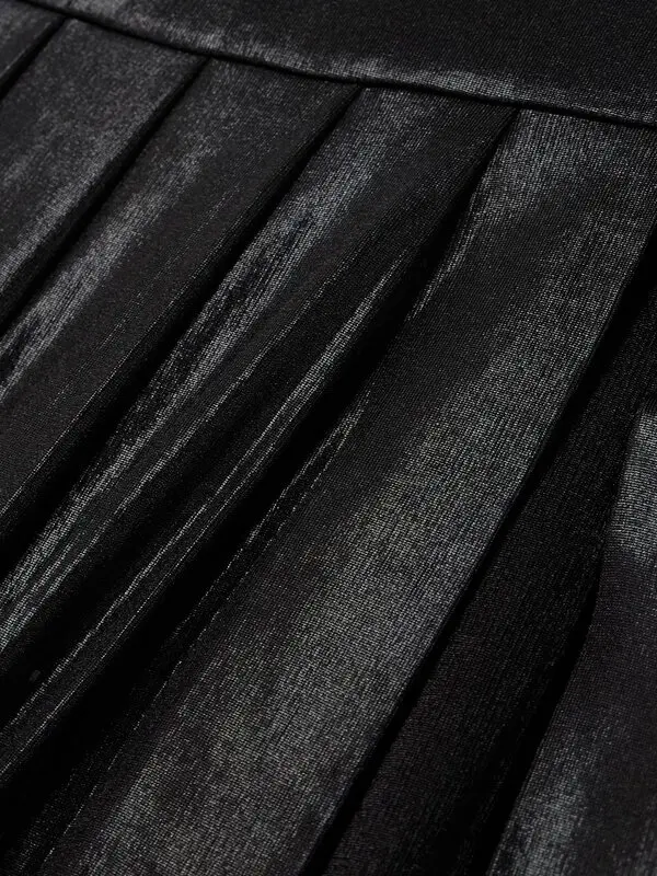 Norma Kamali Pleated Stretch-lamé Maxi Skirt