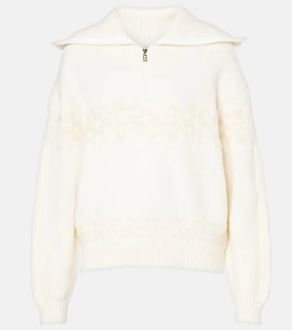 Bogner Elana Jacquard Wool-blend Half-zip Sweater - White