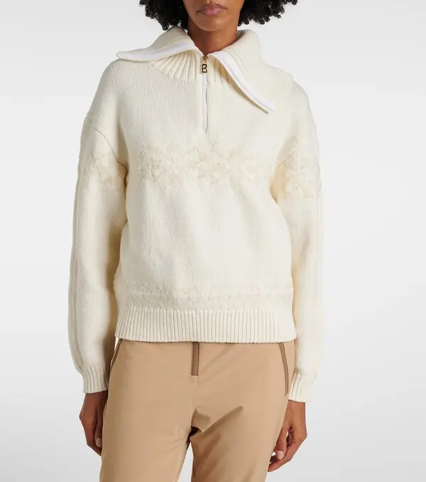 Bogner Elana Jacquard Wool-blend Half-zip Sweater