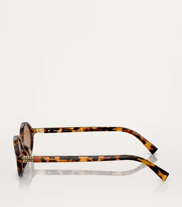 Miu Miu Oval Tortoiseshell Sunglasses - Brown