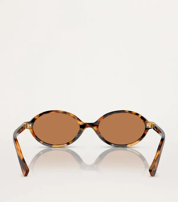Miu Miu Oval Tortoiseshell Sunglasses - Brown