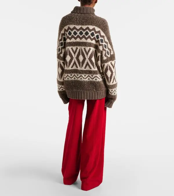 Brunello Cucinelli Wool Jacquard Turtleneck Sweater