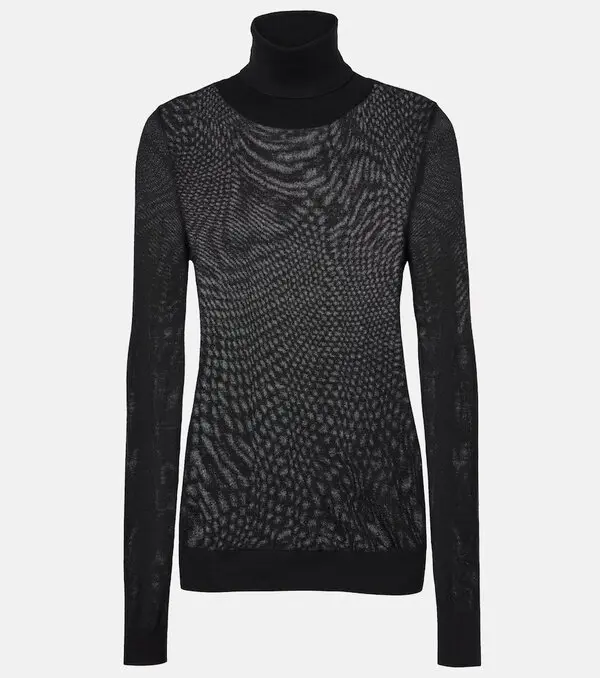 TOTEME Wool And Silk Turtleneck Sweater - Black