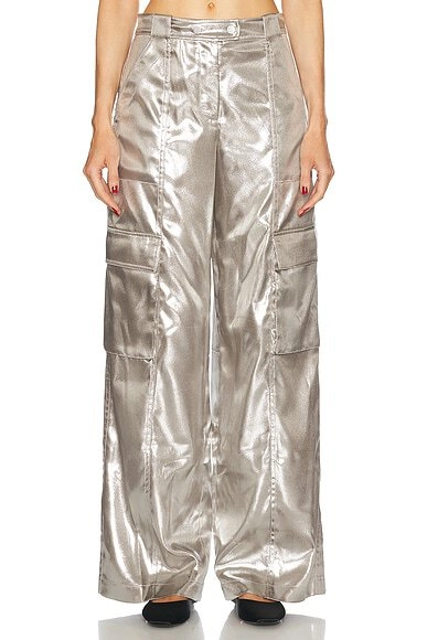 Simkhai Wide Leg Cargo Pants - Silver