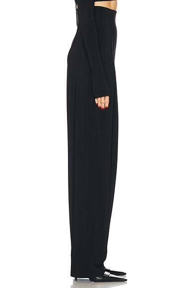 Norma Kamali High Waisted Tailored Pleat Trousers - Black