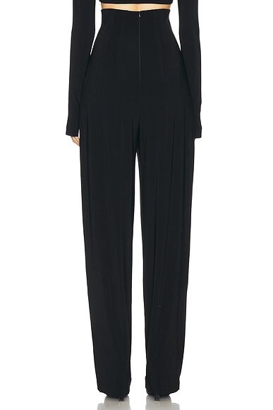 Norma Kamali High Waisted Tailored Pleat Trousers - Black