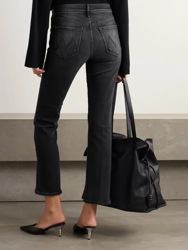 MOTHER The Outsider Flood Cropped Bootcut Jeans - Black
