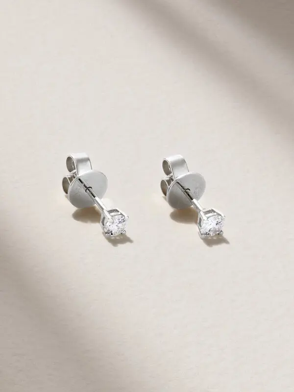 ANITA KO 18-karat White Gold Diamond Stud Earrings - Silver