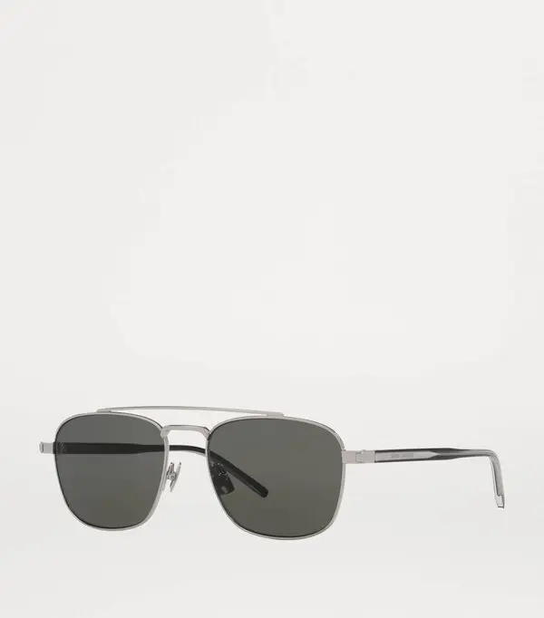 Saint Laurent Sl 665 Metal Aviator Sunglasses - Silver