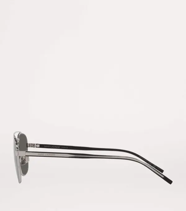 Saint Laurent Sl 665 Metal Aviator Sunglasses - Silver