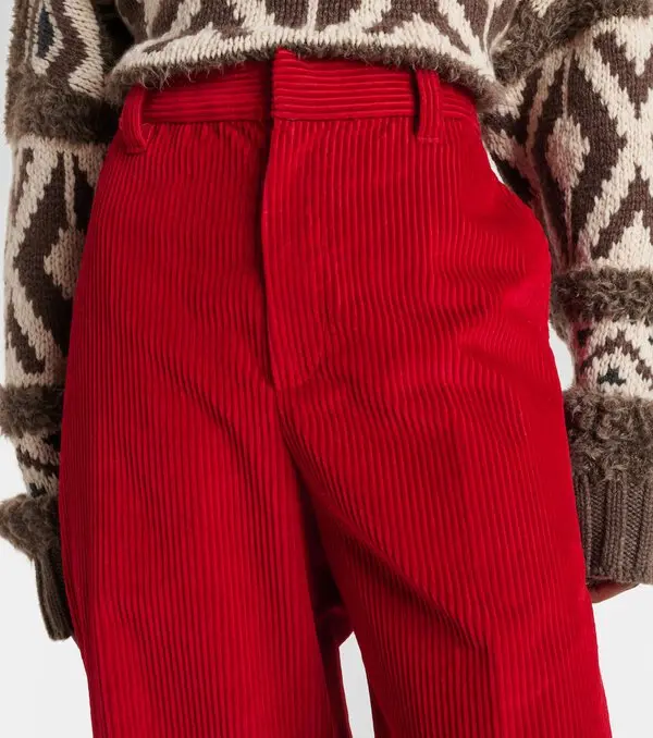 Brunello Cucinelli High-rise Cotton Corduroy Wide-leg Trousers - Red