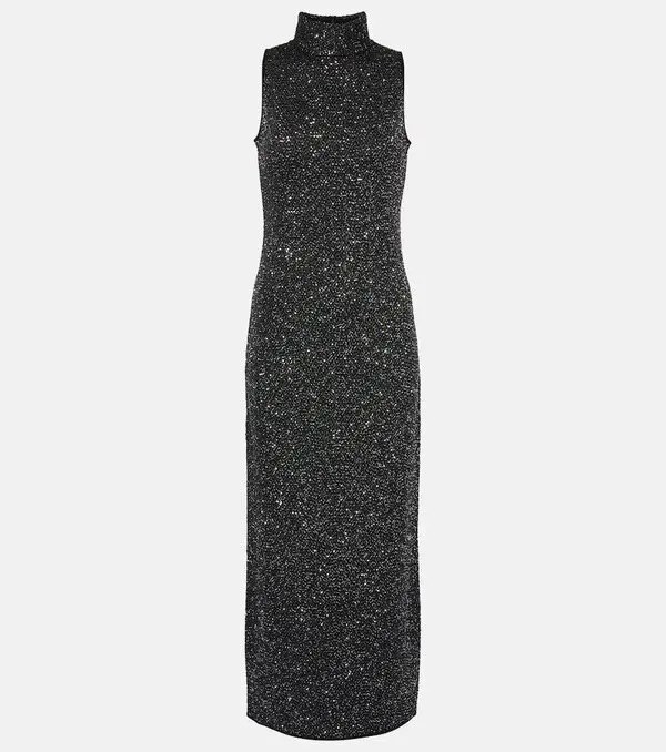 Max Mara Berlina Sequined Maxi Dress - Silver