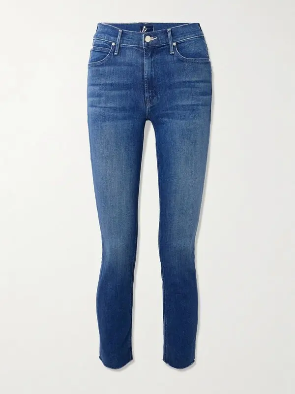 MOTHER The Dazzler Ankle Frayed Slim-leg Jeans - Blue