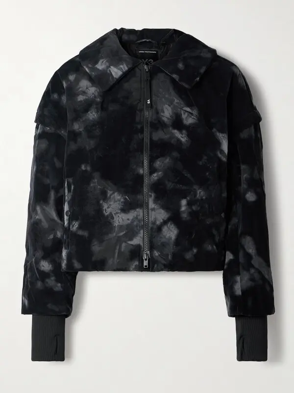ADIDAS ORIGINALS Y-3 Cropped Padded Flocked Shell Jacket - Black