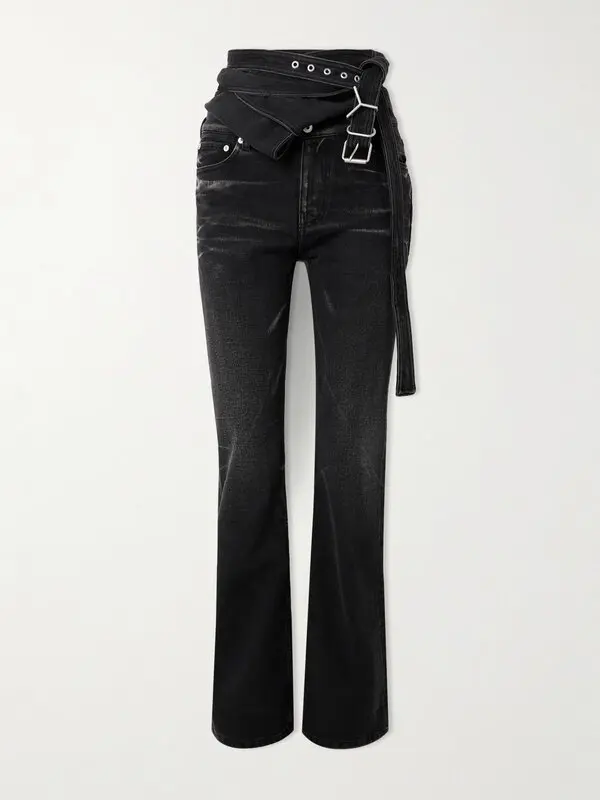 Y/project Belted Bleached Flared Jeans - Black