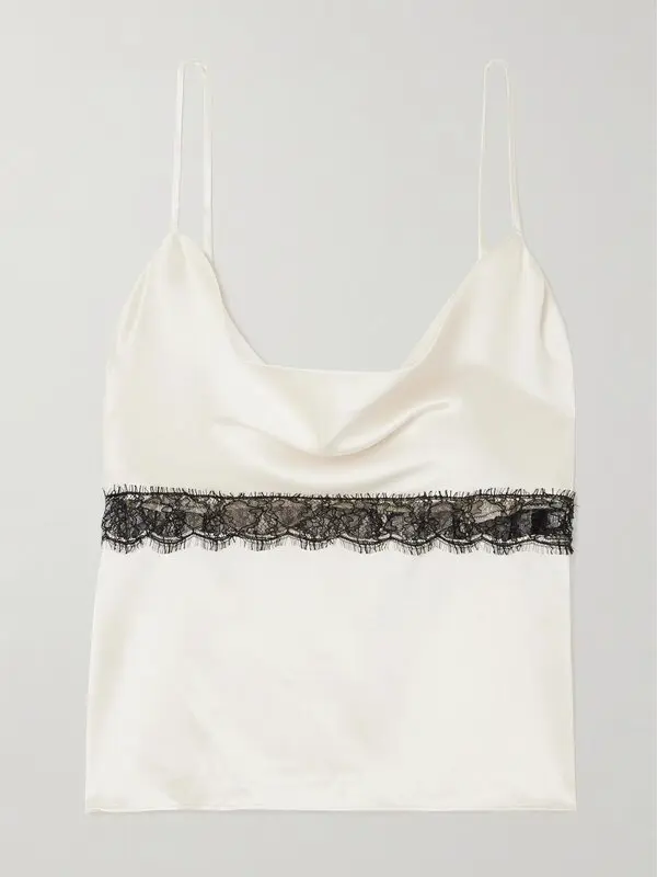Kiki De Montparnasse Lace-trimmed Silk-charmeuse Camisole
