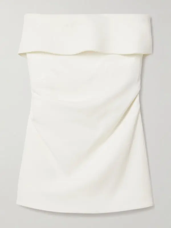 Proenza Schouler Felicity Strapless Layered Ruched Crepe Top - Neutrals