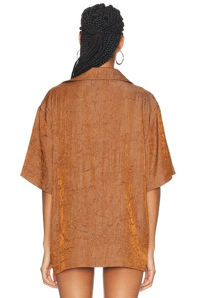 WAO Crinkled Short Sleeve Shirt - Brown