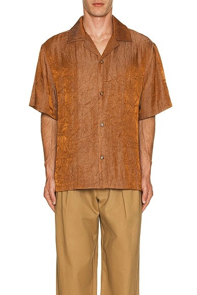 WAO Crinkled Short Sleeve Shirt - Brown