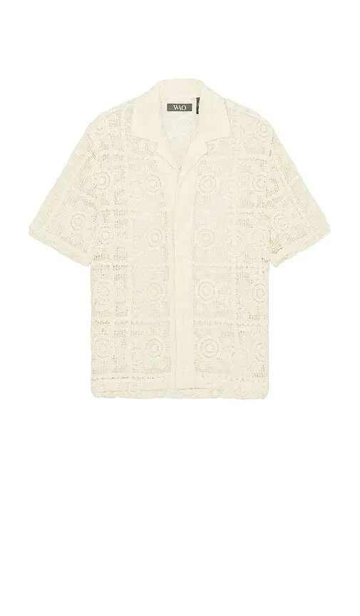 WAO Floral Crochet Camp Shirt - Cream