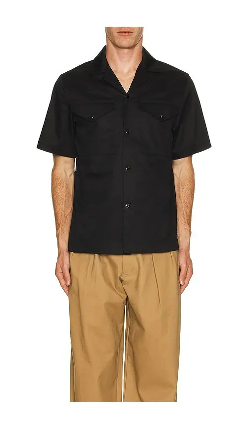 WAO Satin Western Short Sleeve Shirt - Black