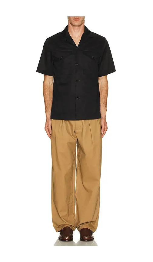 WAO Satin Western Short Sleeve Shirt - Black