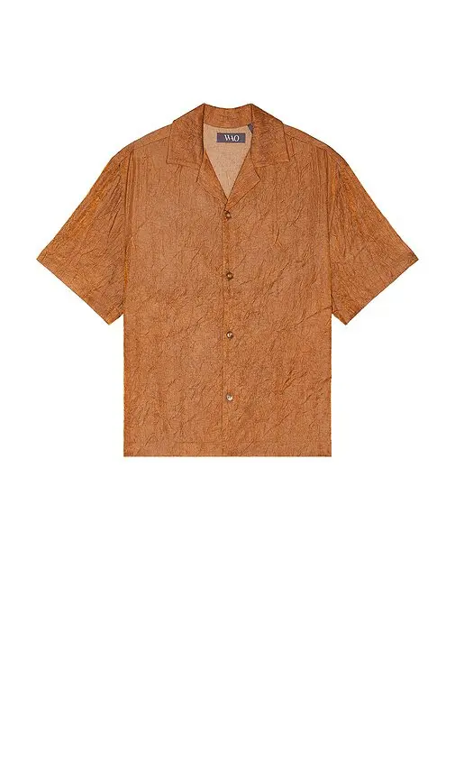 WAO Crinkled Short Sleeve Shirt - Brown