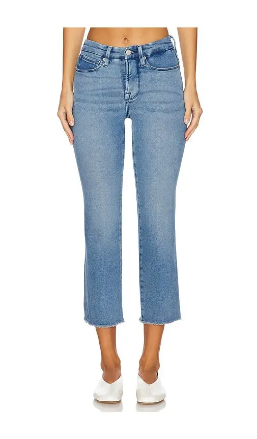 Good American Petite Straight Split Pockets Jeans