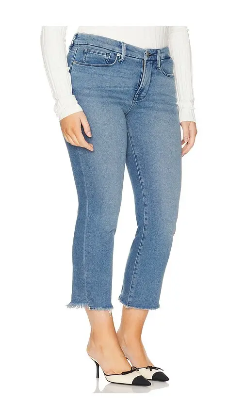 Good American Petite Straight Split Pockets Jeans