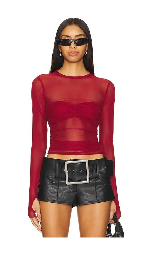 AFRM Sandrine Mesh Top - Red