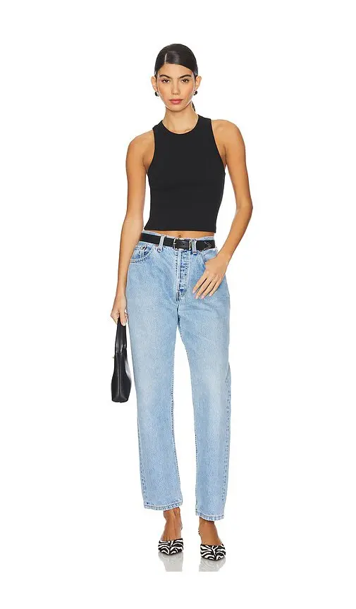 Sold Out NYC Cropped Ribbed Tank - Black