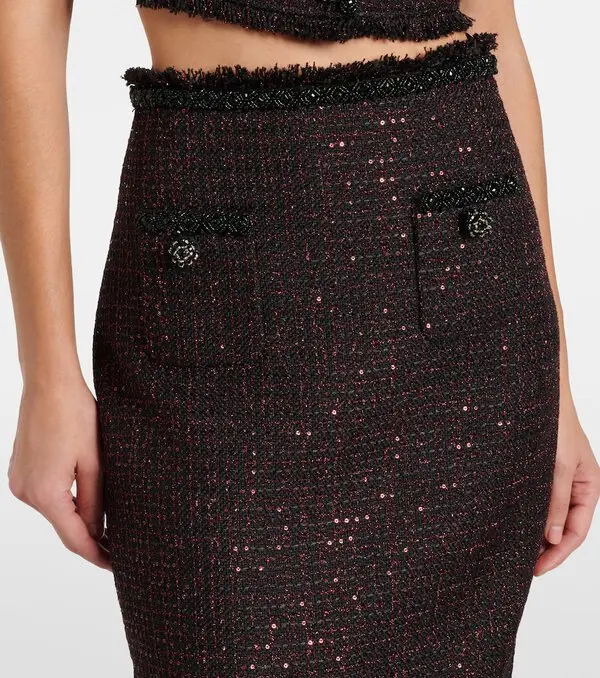 SELF-PORTRAIT Tweed Maxi Skirt With Sequins