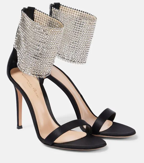 GIANVITO ROSSI Adore 105 Embellished Satin Sandals