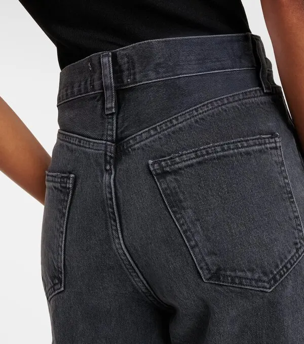 AGOLDE Dame High-rise Wide-leg Jeans - Black