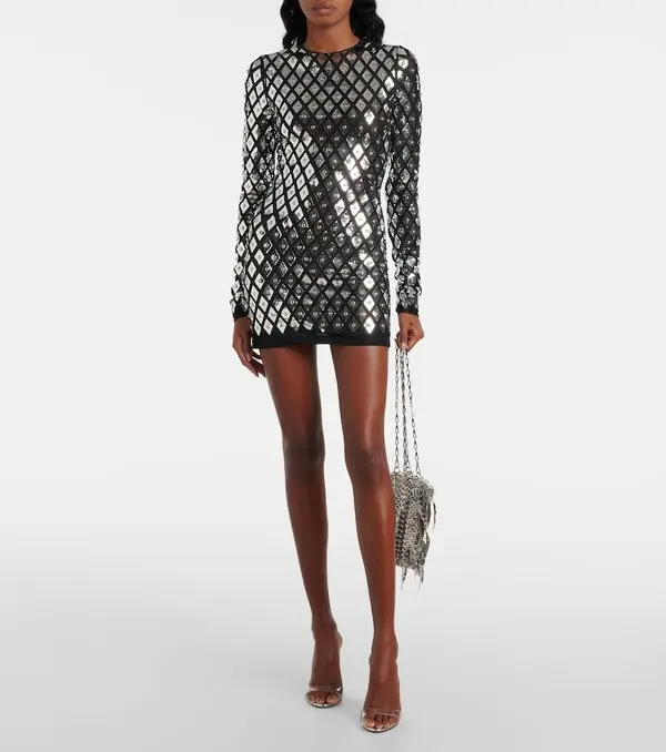 Rabanne Embellished Jersey Mini Dress