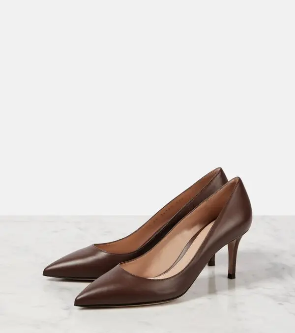 GIANVITO ROSSI Leather Pointed Toe Pumps