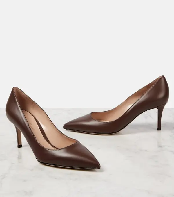 GIANVITO ROSSI Leather Pointed Toe Pumps