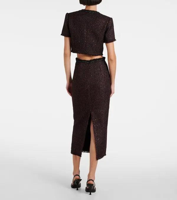 SELF-PORTRAIT Cropped Tweed Top