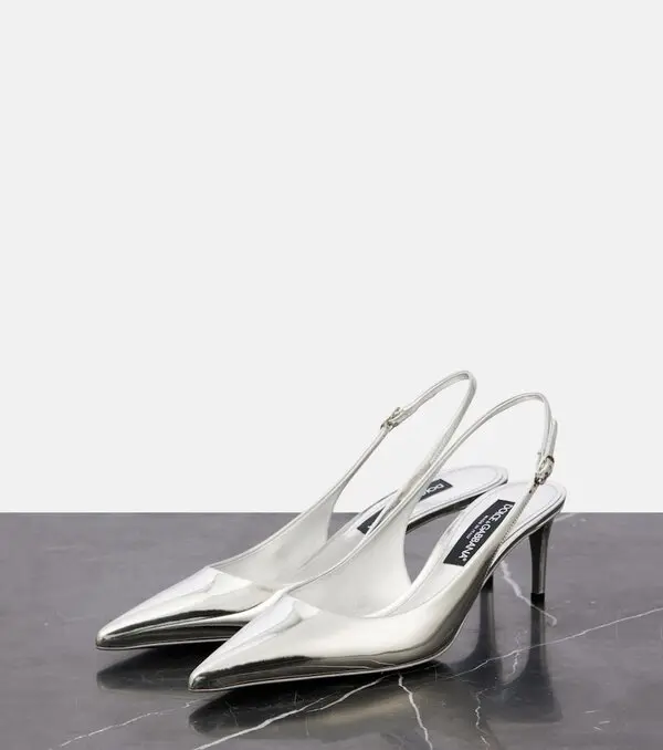 Dolce & Gabbana Metallic Leather Slingback Pumps