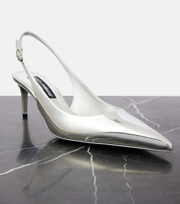 Dolce & Gabbana Metallic Leather Slingback Pumps