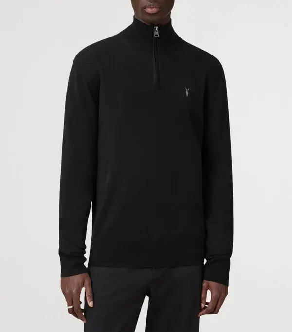 ALLSAINTS Kilburn Quarter-zip Ramskull Sweater - Black