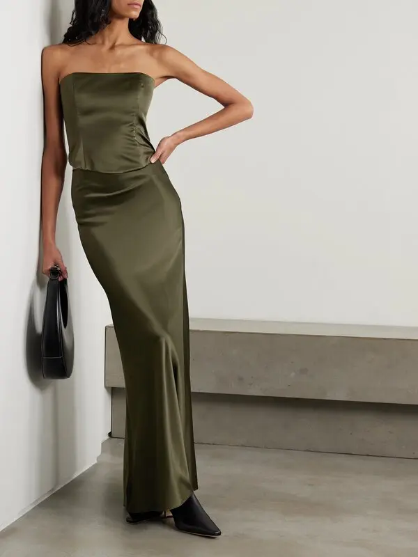 Staud Brunswick Strapless Silk-blend Satin Top