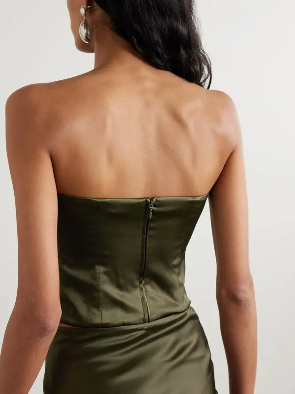 Staud Brunswick Strapless Silk-blend Satin Top
