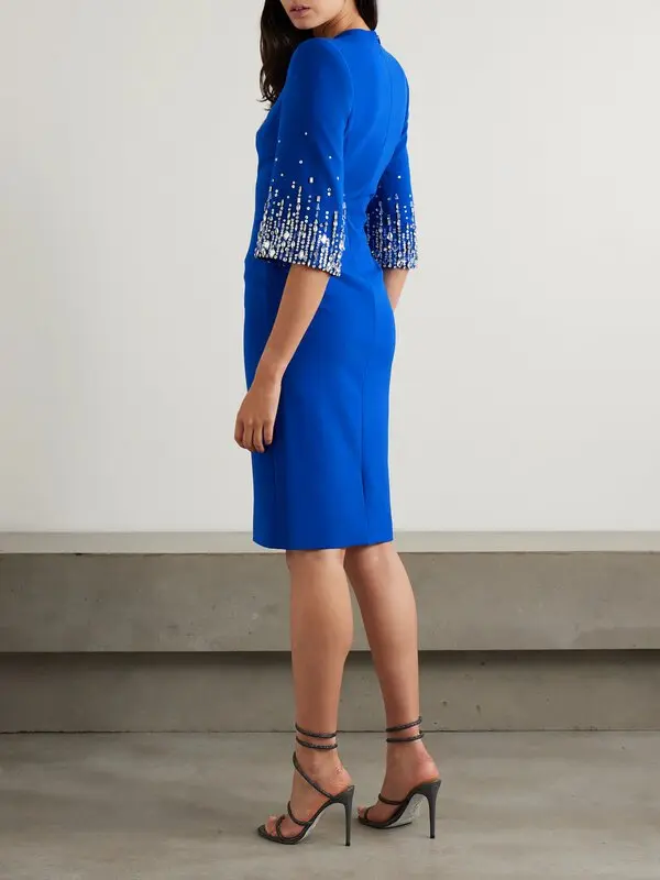 Jenny Packham Embellished Cady Midi Dress