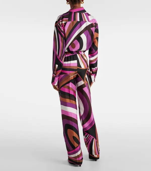 Emilio Pucci Iride High-rise Silk Twill Wide-leg Pants