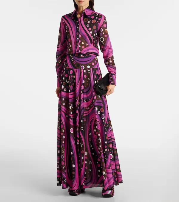 Emilio Pucci Fontane Cotton Muslin Maxi Skirt - Pink