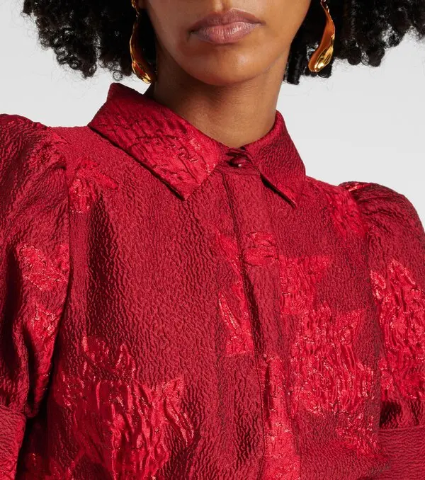 Rebecca Vallance Henrietta Belted Brocade Gown - Red