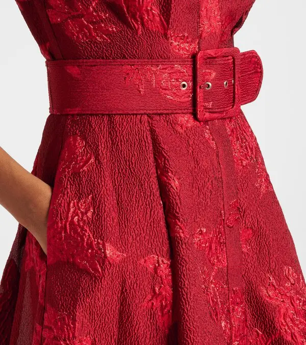 Rebecca Vallance Henrietta Belted Brocade Gown - Red